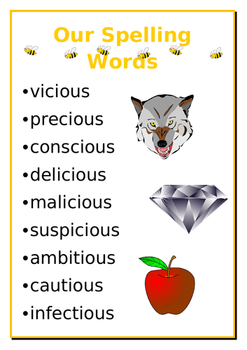 -cious and -tious Spelling Lessons 2 | Teaching Resources