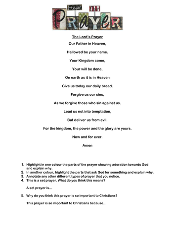 WJEC Eduqas Christianity: Types of Prayer: Whole Lesson | Teaching ...