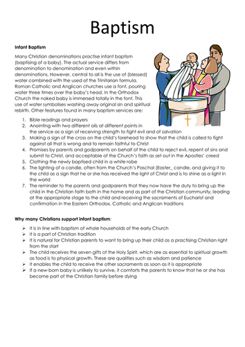 WJEC Eduqas: Christianity: Whole Lesson on Baptism | Teaching Resources