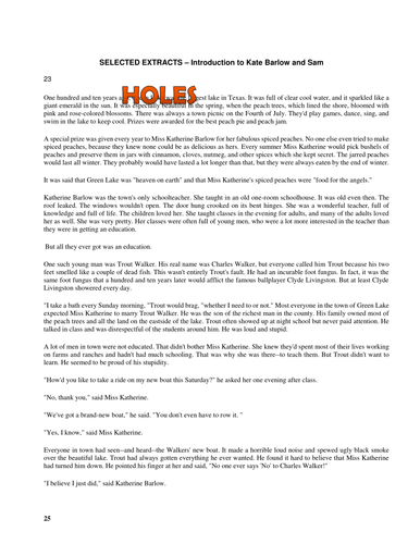 Holes - Kissin' Kate Barlow and Sam! | Teaching Resources