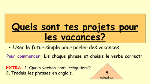 Quels sont tes projets pour les vacances? | Teaching Resources