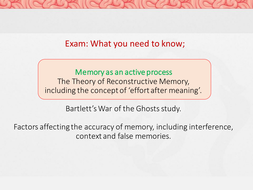 The theory of reconstructive memory GCSE psychology 8182 Cognition ...
