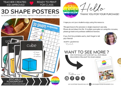 3D Shape Editable Posters and Word Wall Cards | Teaching Resources