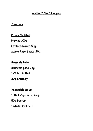 Maths 2 Chef A reasoning and problem solving lesson for Year 5 ...