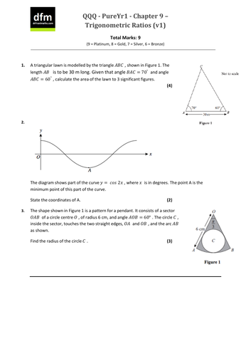 Pure 1 Chapter 9 - Trigonometric Ratios | Teaching Resources Pure 1 Chapter 9 - Trigonometric Ratios | Teaching Resources