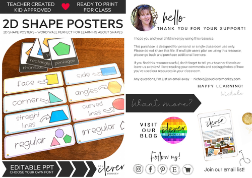 2D Shape Editable Posters and Word Wall Cards | Teaching Resources