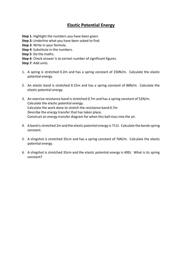 AQA GCSE: P1 Conservation and Dissipation of Energy: L6 Elastic ...