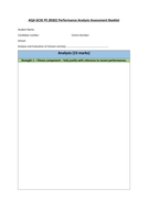 AQA GCSE PE (1-9) Coursework Analysis and Evaluation Booklet Template ...