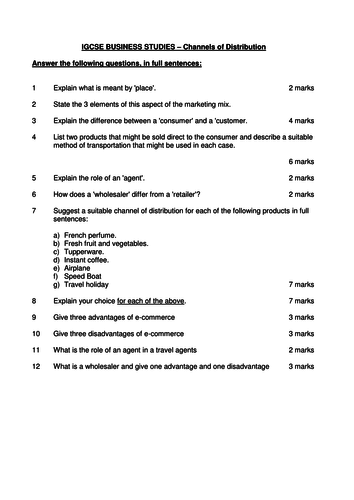 Business Studies – Cambridge IGCSE – Marketing – Unit 15 – The ...