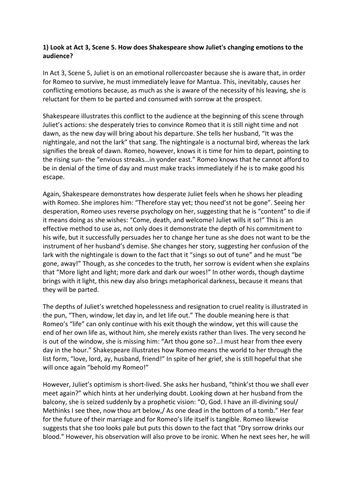 Romeo and Juliet: Act 3, Scene 5- Juliet's changing emotions | Teaching ...