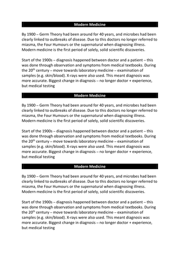 EdExcel GCSE History - Medicine - Modern Medicine Completed Resource ...
