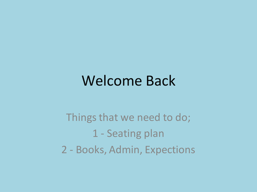 First lesson back - an skills based lesson that will give you an hour ...