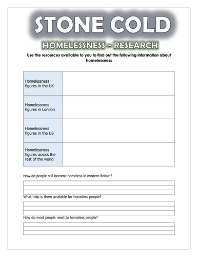 Stone Cold - Homelessness! | Teaching Resources