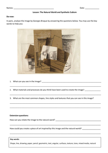 Synthetic cubism with observational drawing lesson | Teaching Resources
