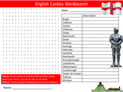 English Castles Wordsearch History Literacy Starter Settler Activity ...
