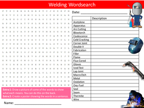 Welding Wordsearch Design Technology RM Starter Settler Activity ...