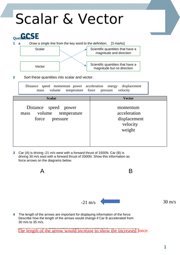 Scalar and Vector | Teaching Resources Scalar and Vector | Teaching Resources