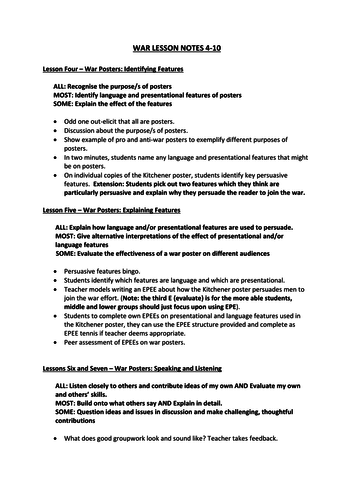 War Literature full SOW | Teaching Resources