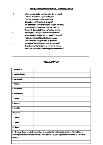 War Literature full SOW | Teaching Resources War Literature full SOW | Teaching Resources