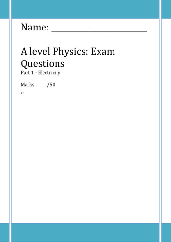 A LEVEL PHYSICS ELECTRICITY WORKBOOK | Teaching Resources