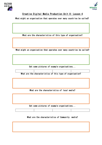 Creative Digital Media Production: Level 2, Unit 8 - Scheme of Work ...