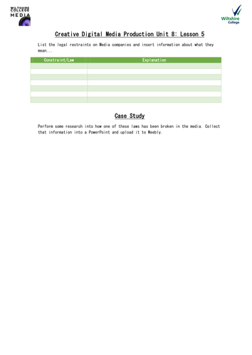 Creative Digital Media Production: Level 2, Unit 8 - Scheme of Work ...