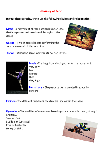 KS3 Dance - Year 7 - Choreographic Devices - SOW | Teaching Resources
