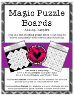 Adding Integers Magic Puzzle Boards | Teaching Resources