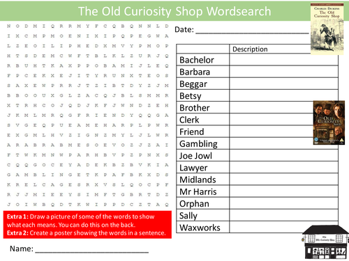 The Old Curiosity Shop Wordsearch Dickens Novel Starter Settler ...