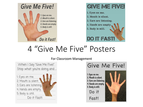 Give Me Five Classroom Management Posters | Teaching Resources