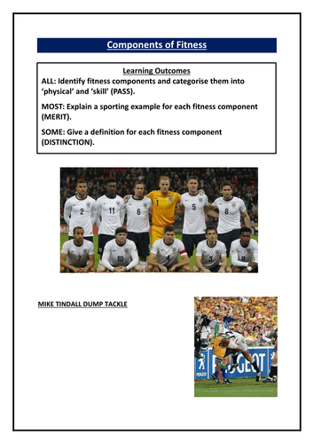 Unit 1 Btec Sport Level 2 Lesson one Components of Fitness | Teaching ...