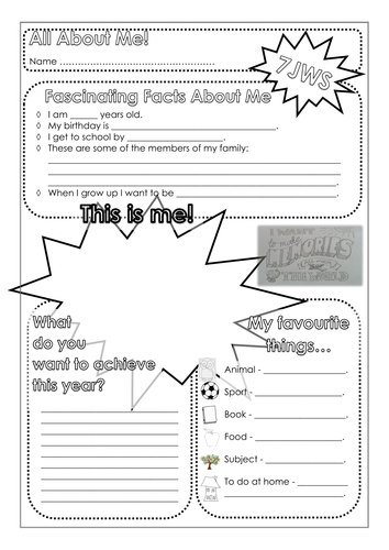 All About Me - KS3 Form Board | Teaching Resources