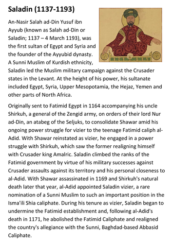 Saladin Handout | Teaching Resources