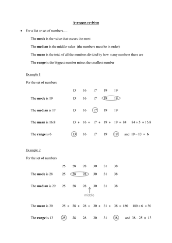 Set of resources on averages (mean, median, mode) and range | Teaching ...