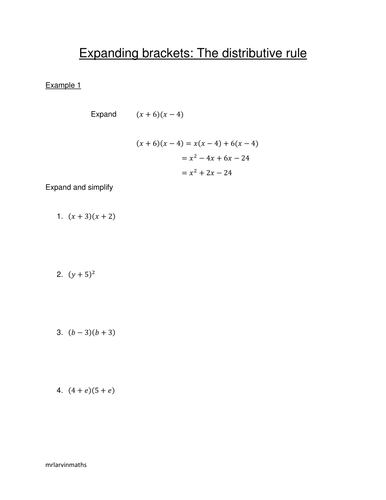 Expanding two or more pairs of brackets (Distributive rule) | Teaching ...