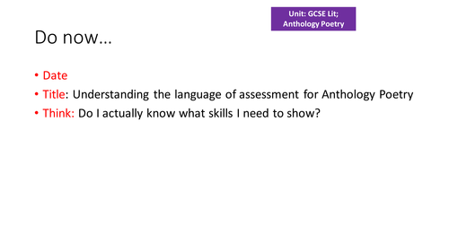 AQA Anthology poetry - using the assessment criteria | Teaching Resources