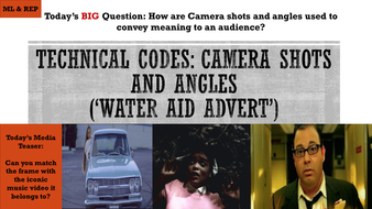YEAR 12: LESSON 7-8, TECHNICAL CODES AND CAMERA ANGLES (NEW EDUQAS ...