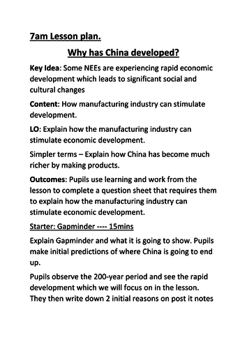 Geography - Year 7 - China's economic development | Teaching Resources