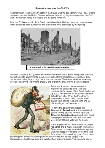 Reconstruction after the American Civil War - Black Peoples of America ...