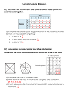 Sample space diagram Worksheet wih Solutions- Edexcel KS3/KS4 ...
