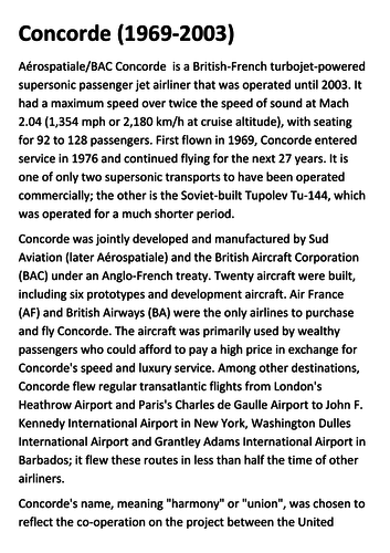 Concorde Handout | Teaching Resources
