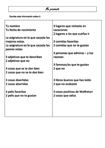 Encuentra a personas en clase (Spanish speaking ice-breakers ...