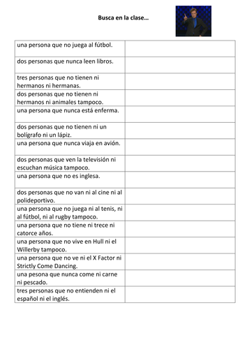 Encuentra a personas en clase (Spanish speaking ice-breakers ...