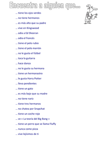 Encuentra a personas en clase (Spanish speaking ice-breakers ...