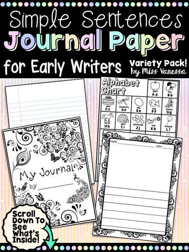 Journal Paper for Early Writers, Writing Paper Journal Covers ...