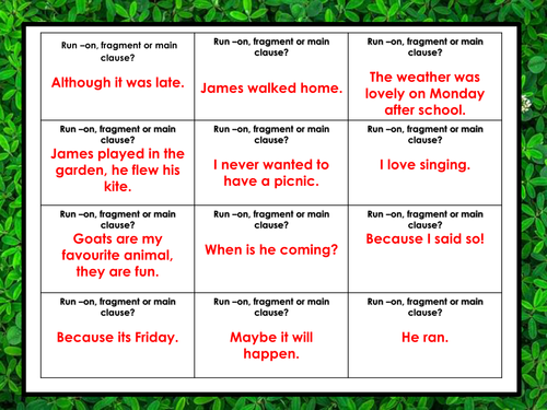 Complete sentence skills lesson - correcting splices, fragments and run ...