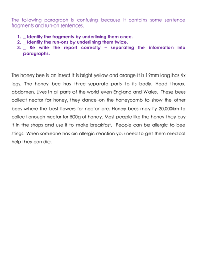 Complete sentence skills lesson - correcting splices, fragments and run ...