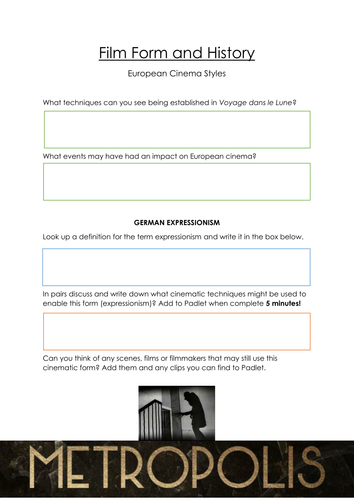 European Film Form and History Resources with Lesson Plan | Teaching ...