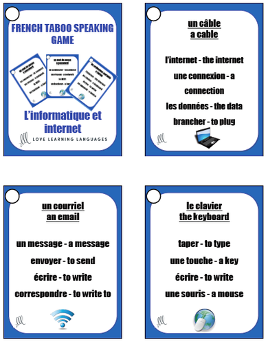 GCSE FRENCH: L'informatique et internet - French Taboo Speaking Game ...