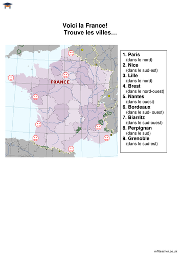 French - Label the towns in France | Teaching Resources